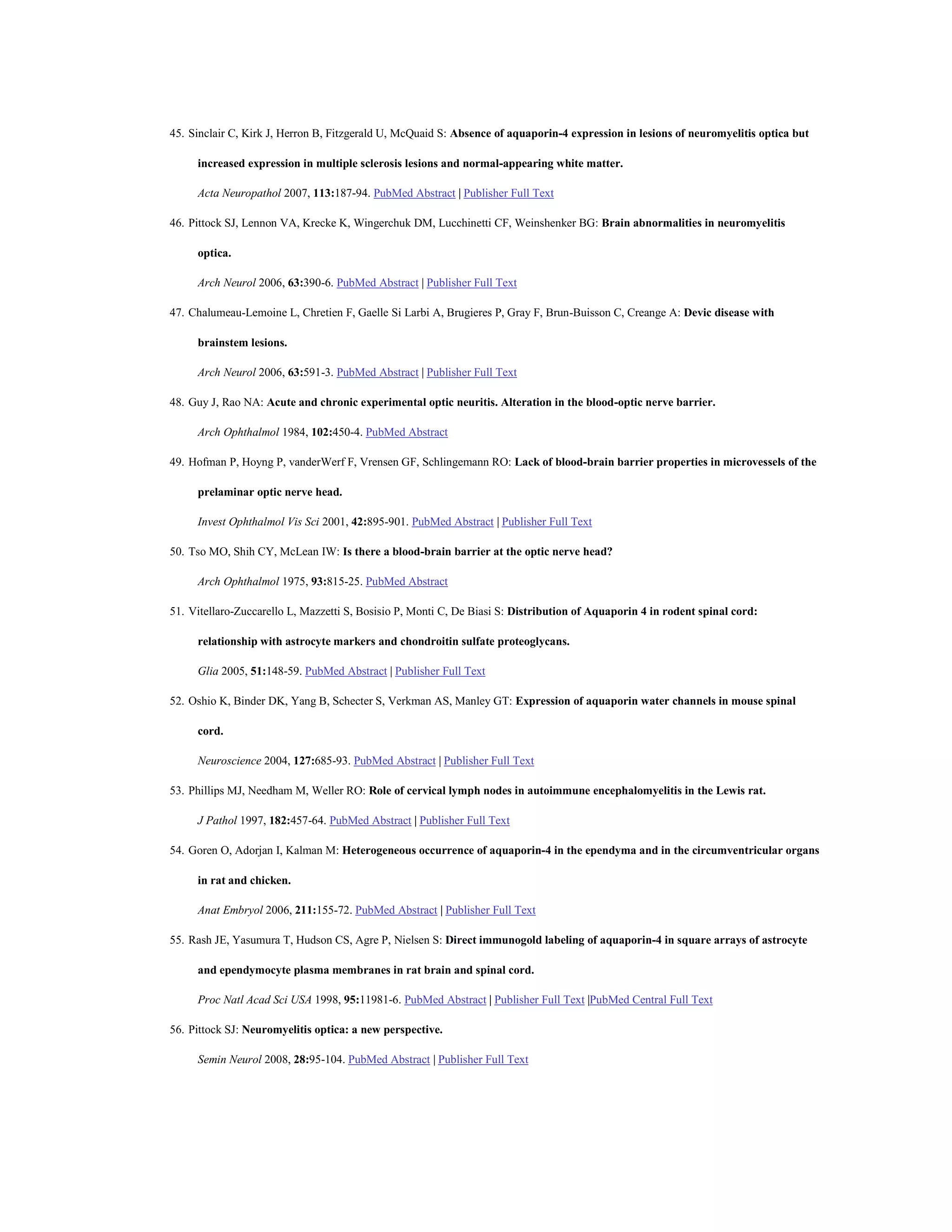 Neuromyelitis optica pathogenesis and aquaporin 4 | PDF | Brain and Nervous System Disorders ...