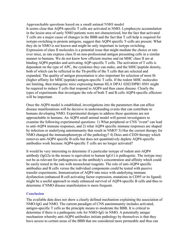 Neuromyelitis optica pathogenesis and aquaporin 4 | PDF | Brain and Nervous System Disorders ...