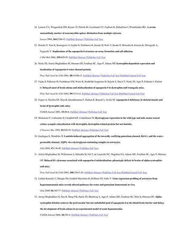 Neuromyelitis optica pathogenesis and aquaporin 4 | PDF | Brain and Nervous System Disorders ...