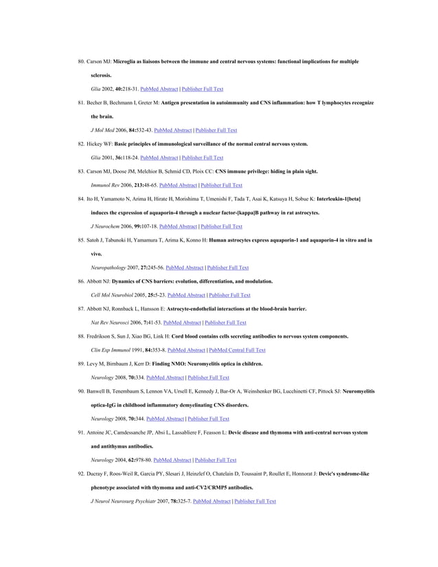 Neuromyelitis optica pathogenesis and aquaporin 4 | PDF | Brain and Nervous System Disorders ...