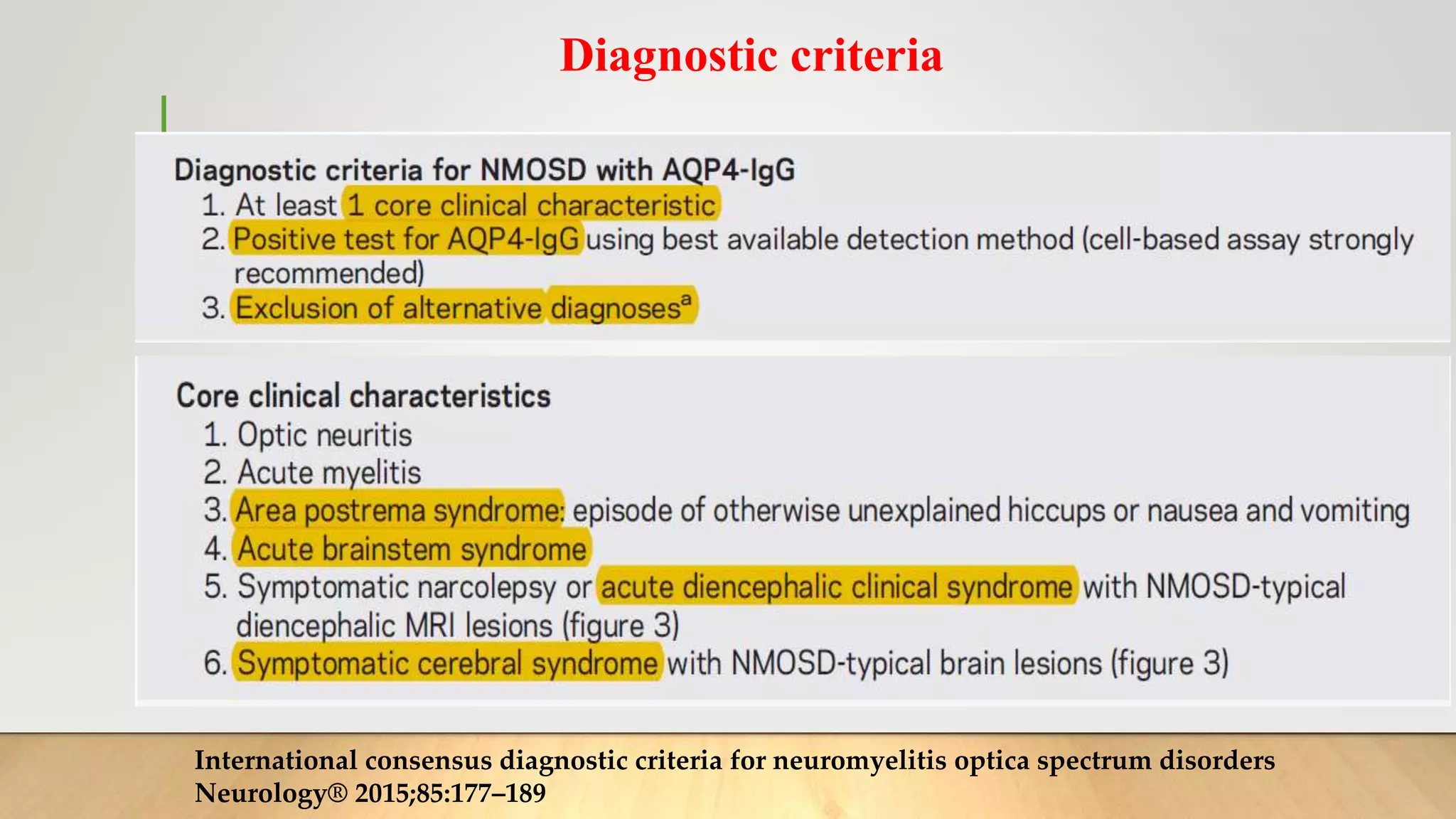 Neuromyelitis optica spectrum disorder | PPTX