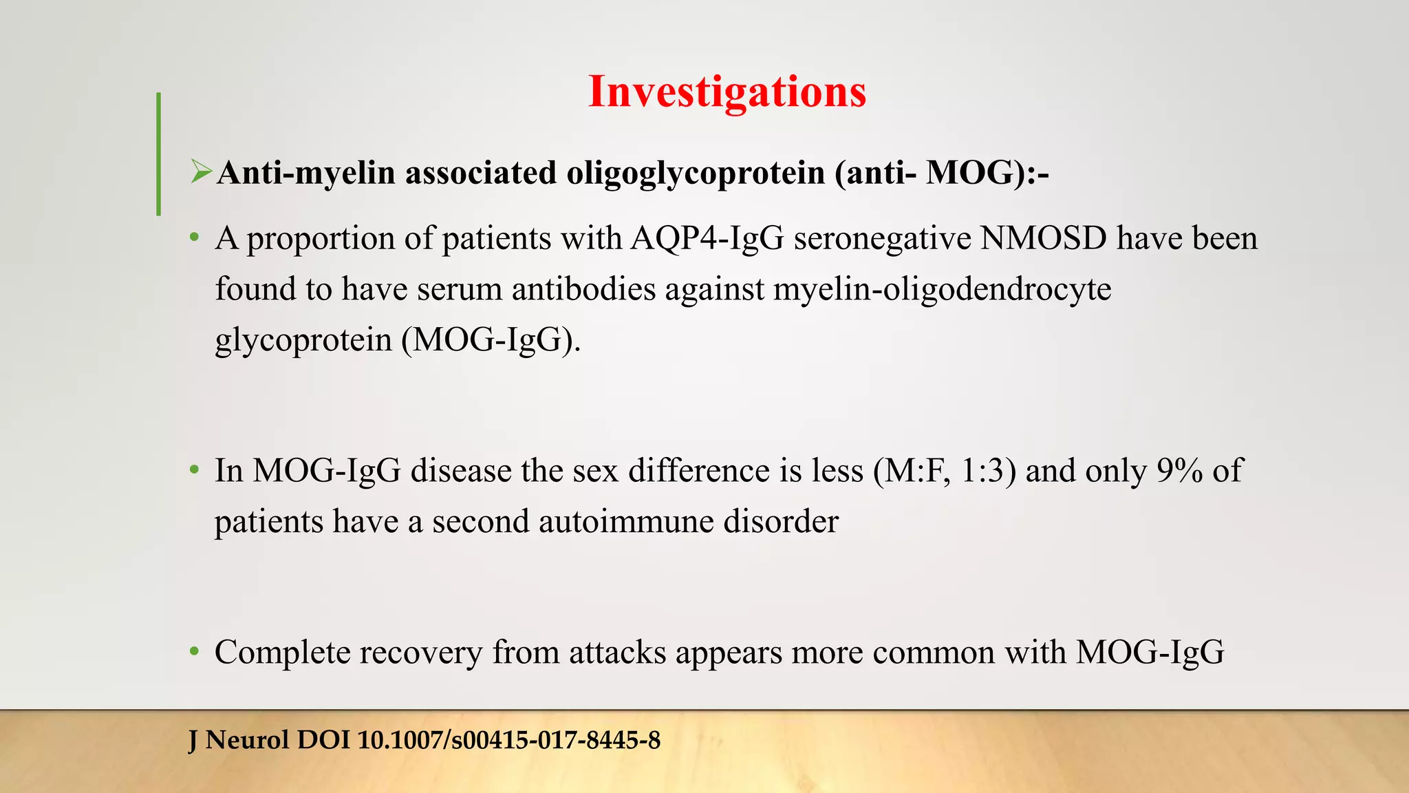 Neuromyelitis optica spectrum disorder | PPTX