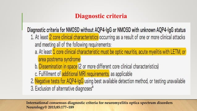 Neuromyelitis optica spectrum disorder | PPTX
