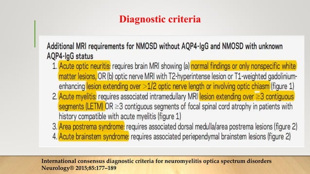 Neuromyelitis optica spectrum disorder | PPTX