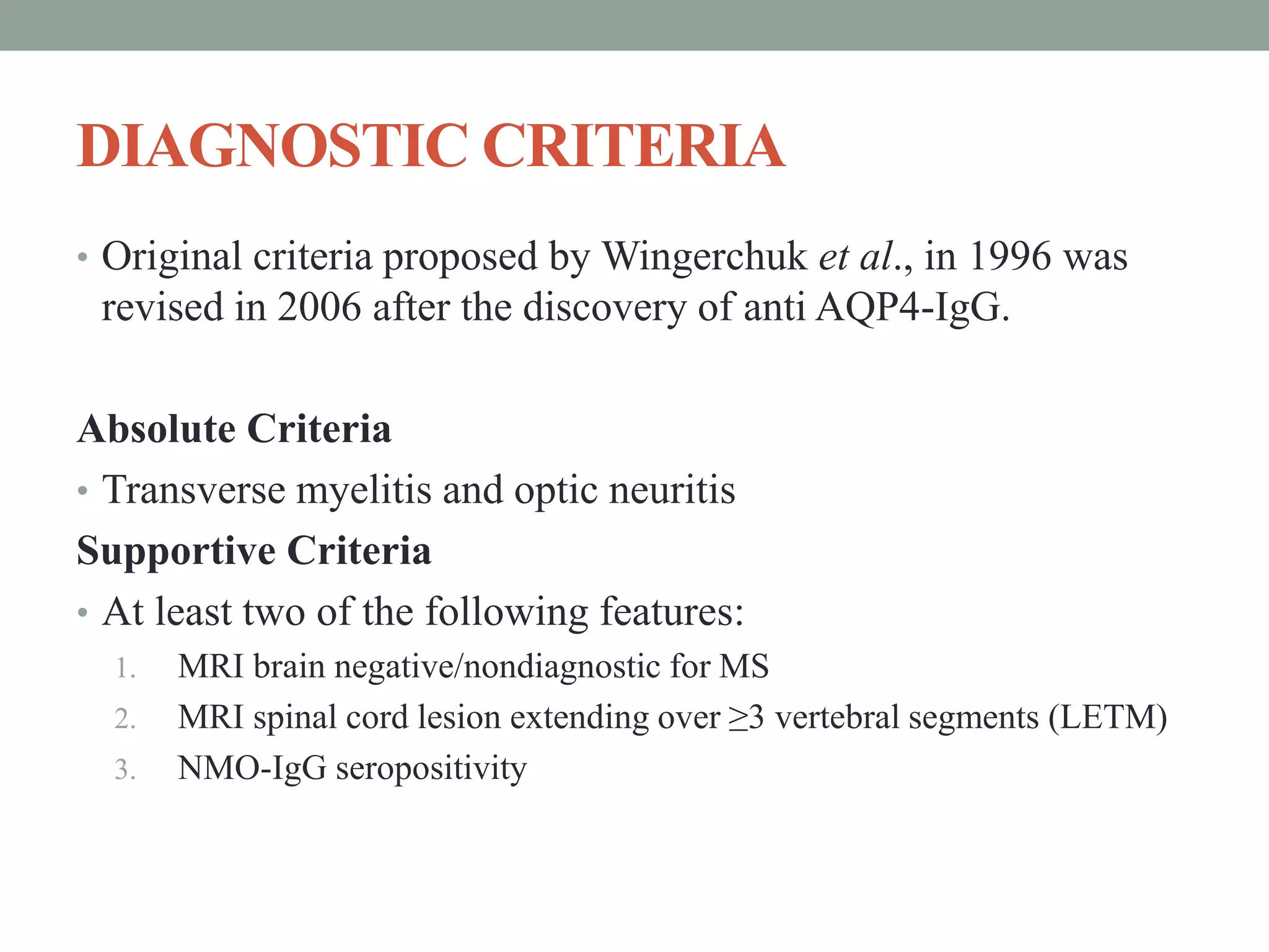 Neuromyelitis optica spectrum disorders | PPTX