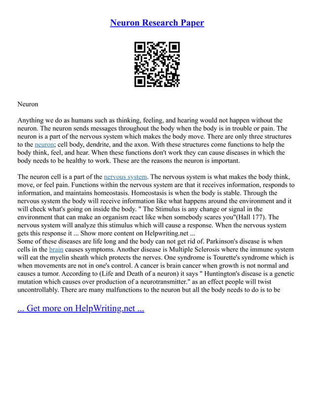 Neuron Research Paper | PDF