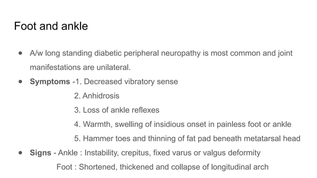 Neuropathic arthropathy diagnosis and management guidelines | PPT