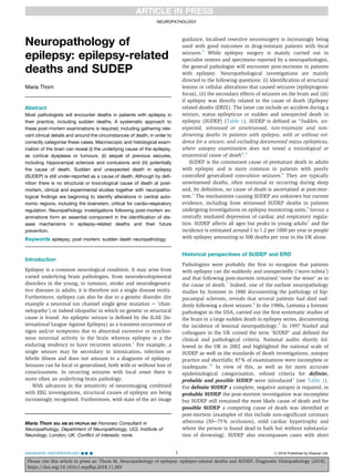 Neuropathology of epilepsy epilepsy related deaths and sudep | PDF