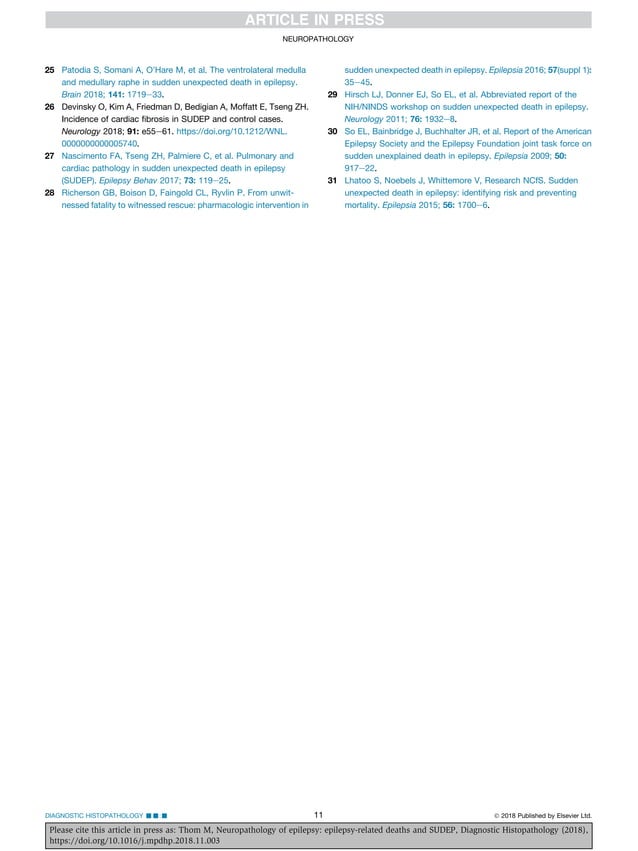 Neuropathology of epilepsy epilepsy related deaths and sudep | PDF