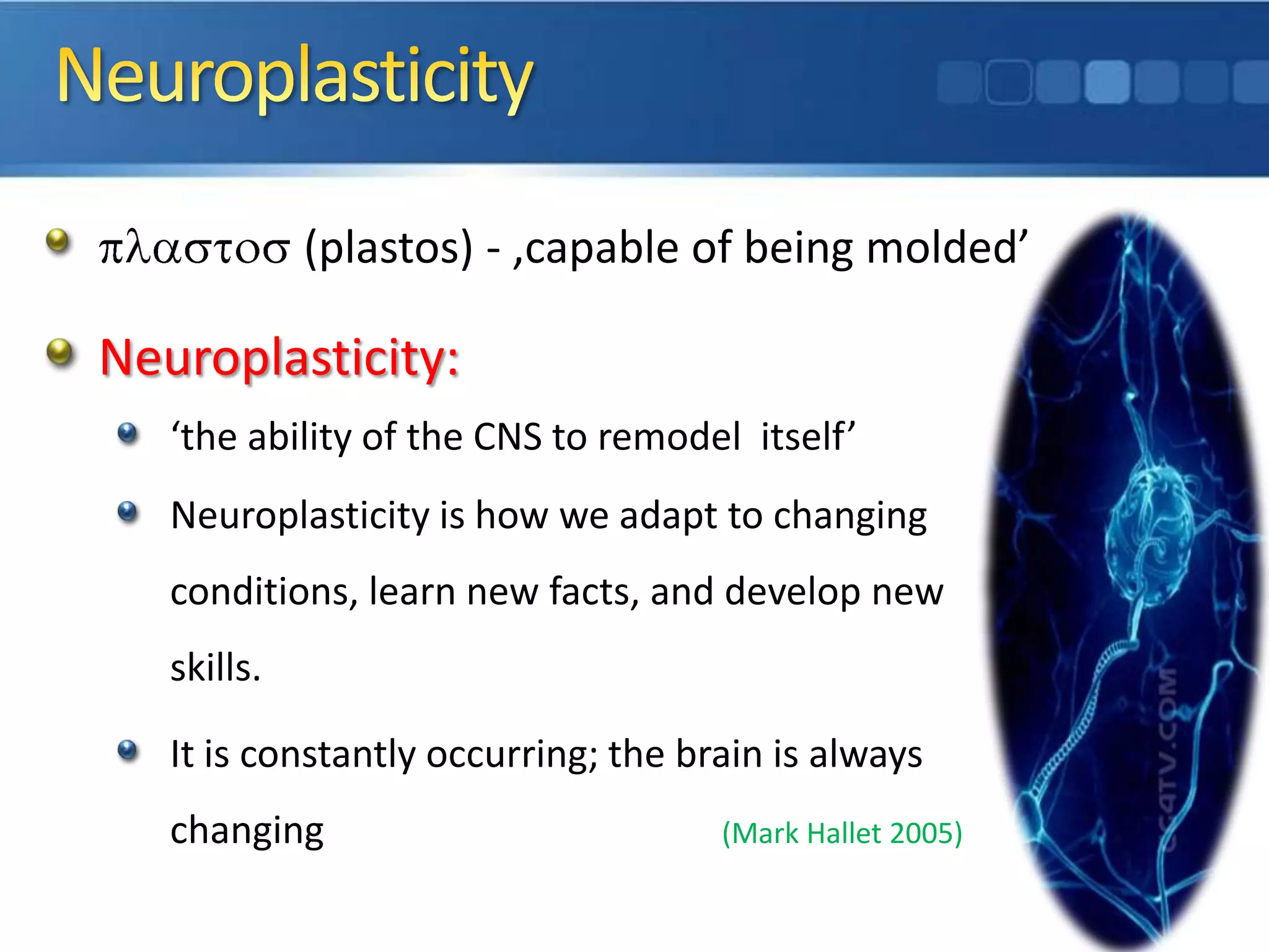 Introduction to Neuroplasticity & its application in neuro ...