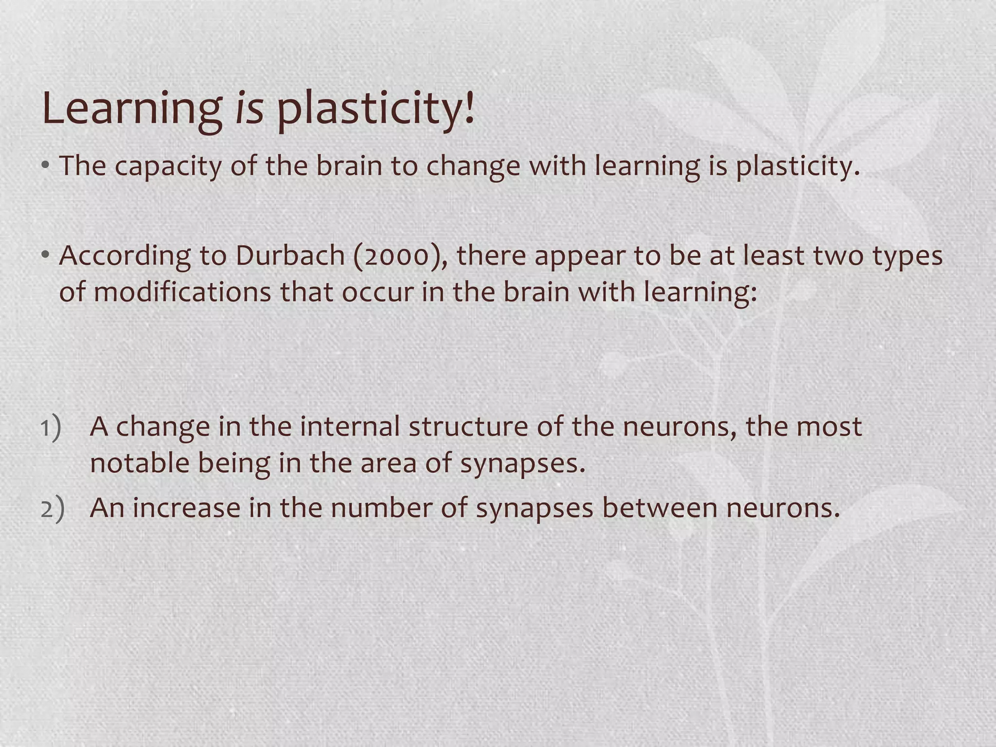 Neuroplasticity Psychology IB | PPTX