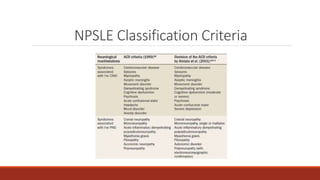 Neuropsychiatric Systemic Lupus Erythematosus | PPT