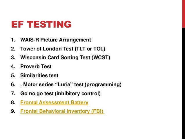 Neuropsychological testing of cognitive domains | PPT