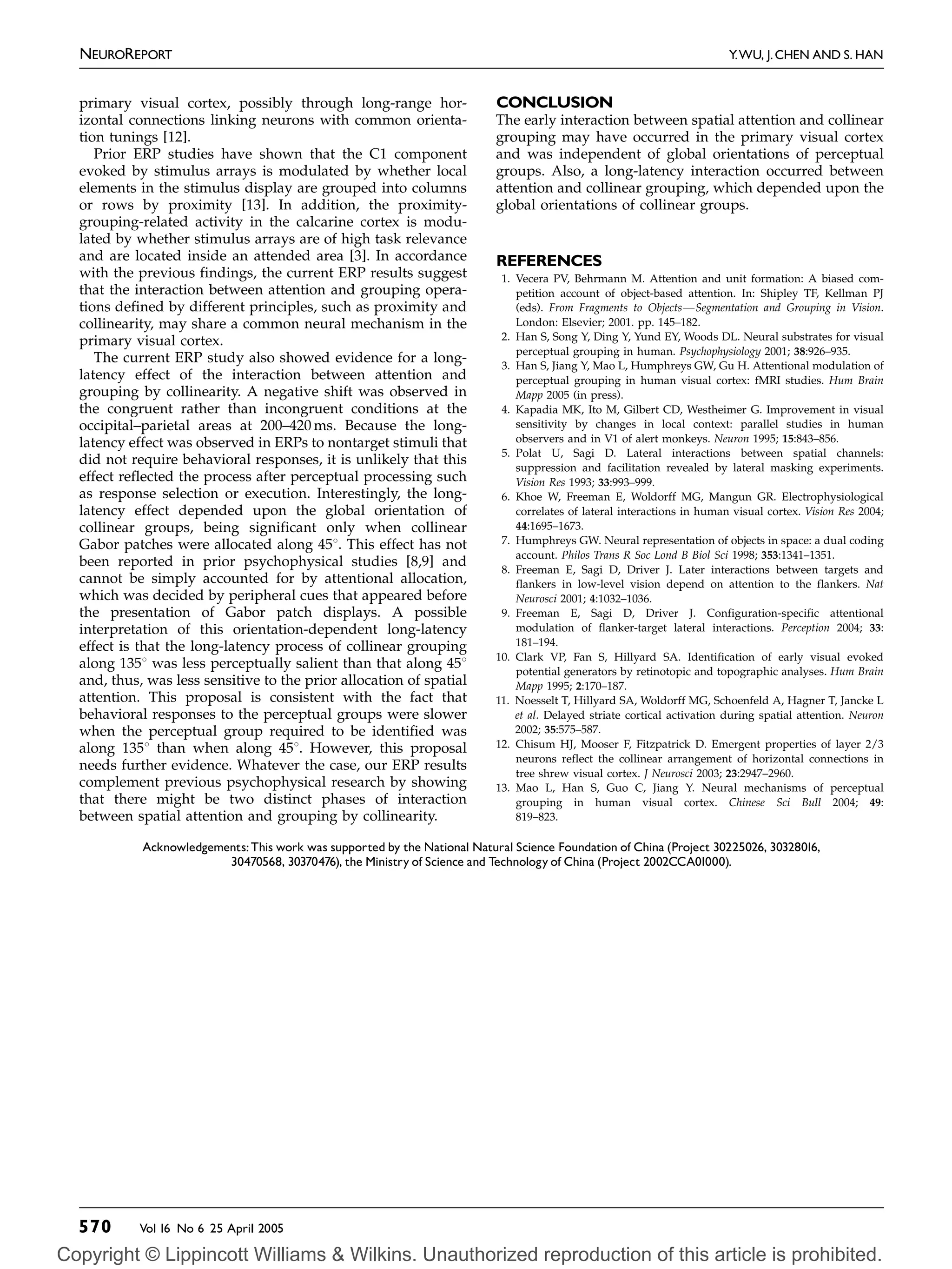 NeuroReport_Neural mechanisms of attentional modulation of perceptual grouping by collinearity | PDF