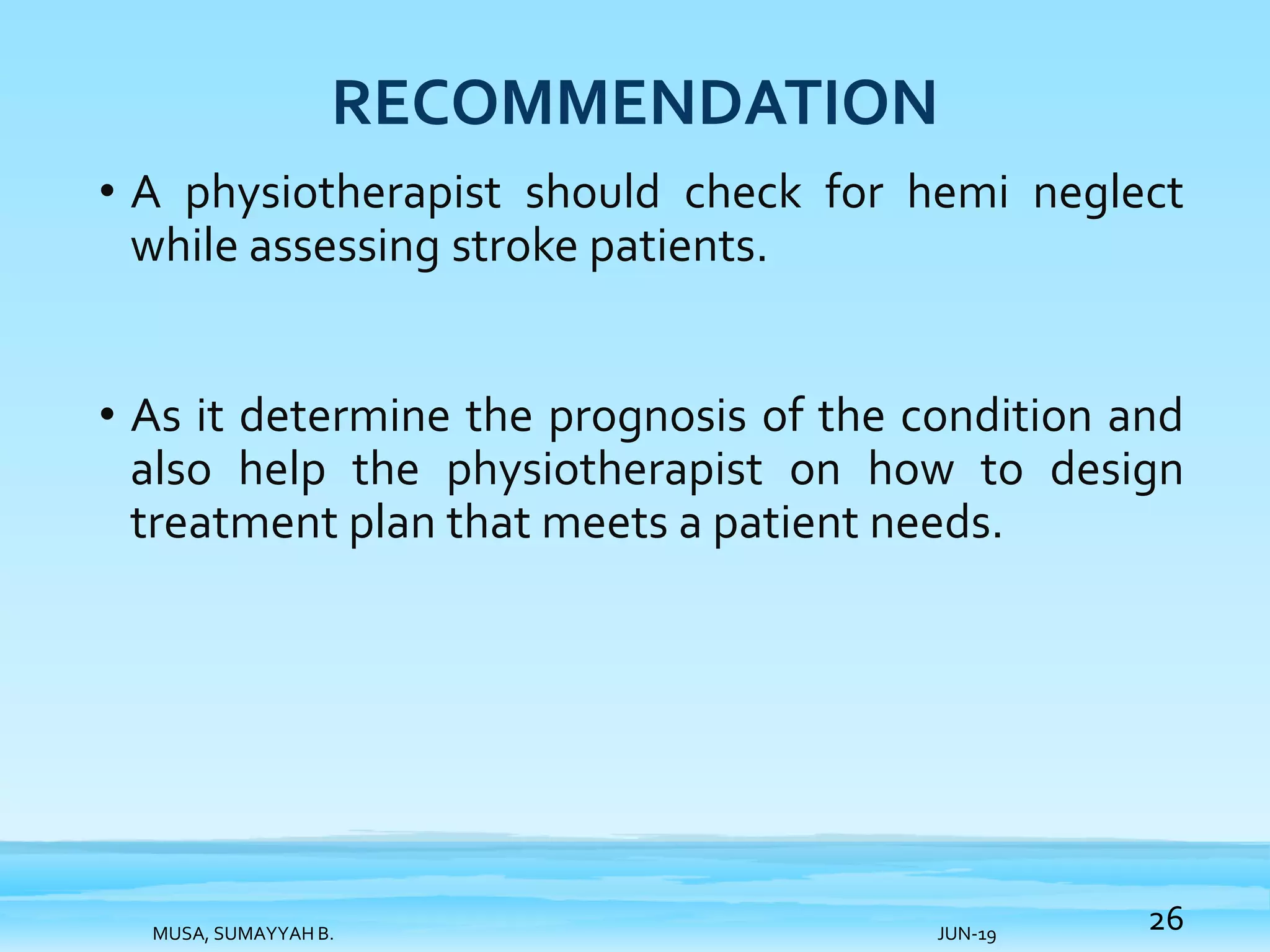 Post stroke hemispatial neglect syndrome | PPTX
