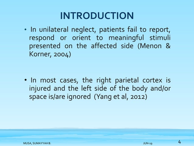 Post stroke hemispatial neglect syndrome | PPTX | Brain and Nervous ...
