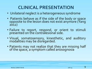 Post stroke hemispatial neglect syndrome | PPTX