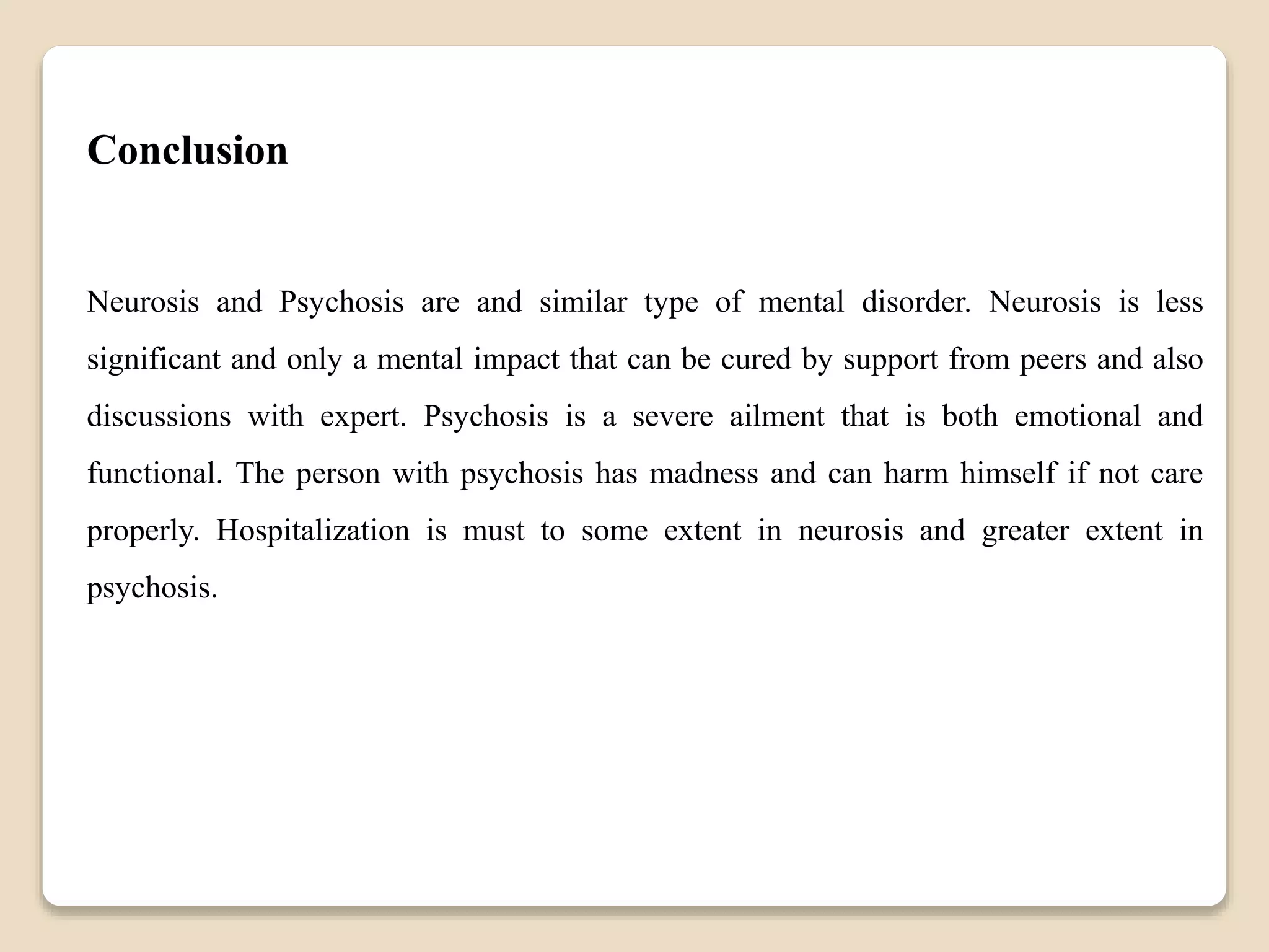 Neurosis and psychosis | PPTX