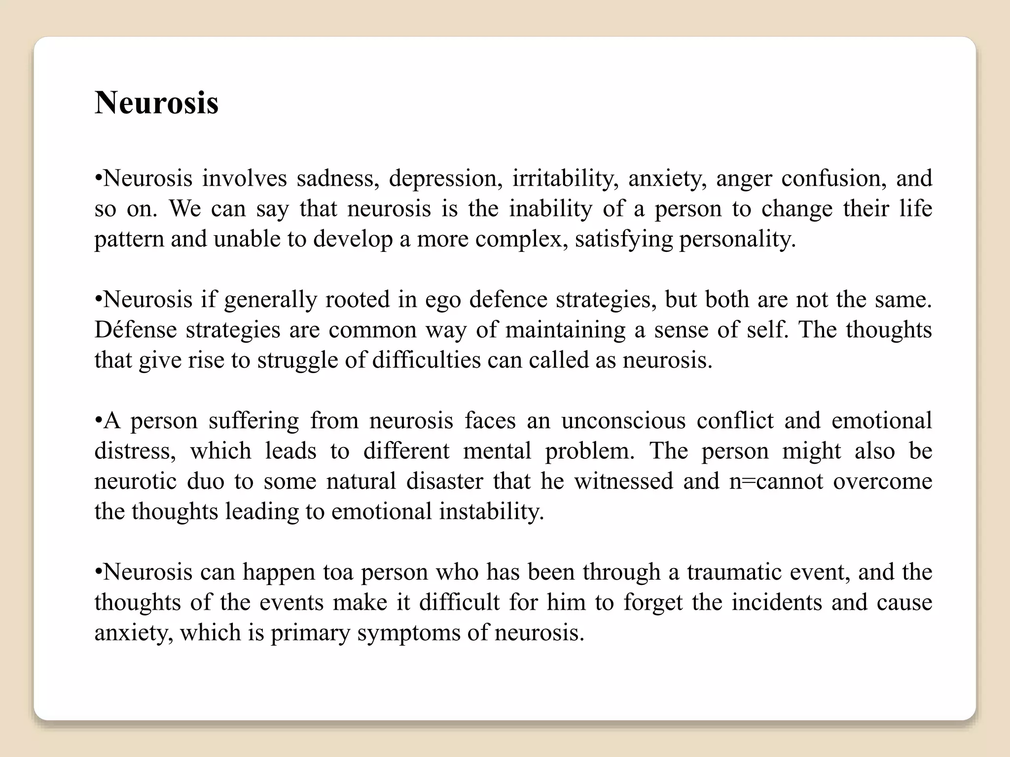 Neurosis and psychosis | PPTX