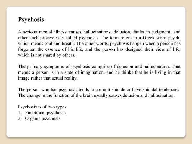 Neurosis and psychosis | PPTX | Brain and Nervous System Disorders | Diseases and Conditions