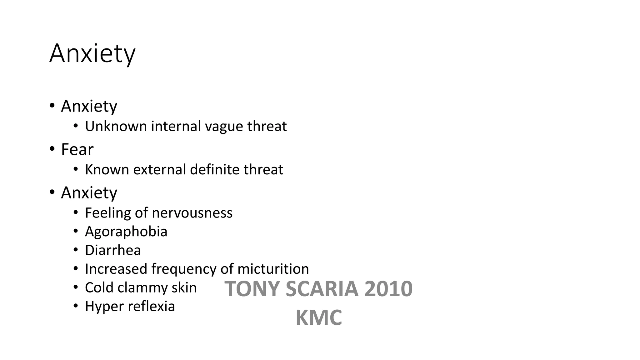 Neurotic , stress related & somatoform disorders REVISION NOTES ...