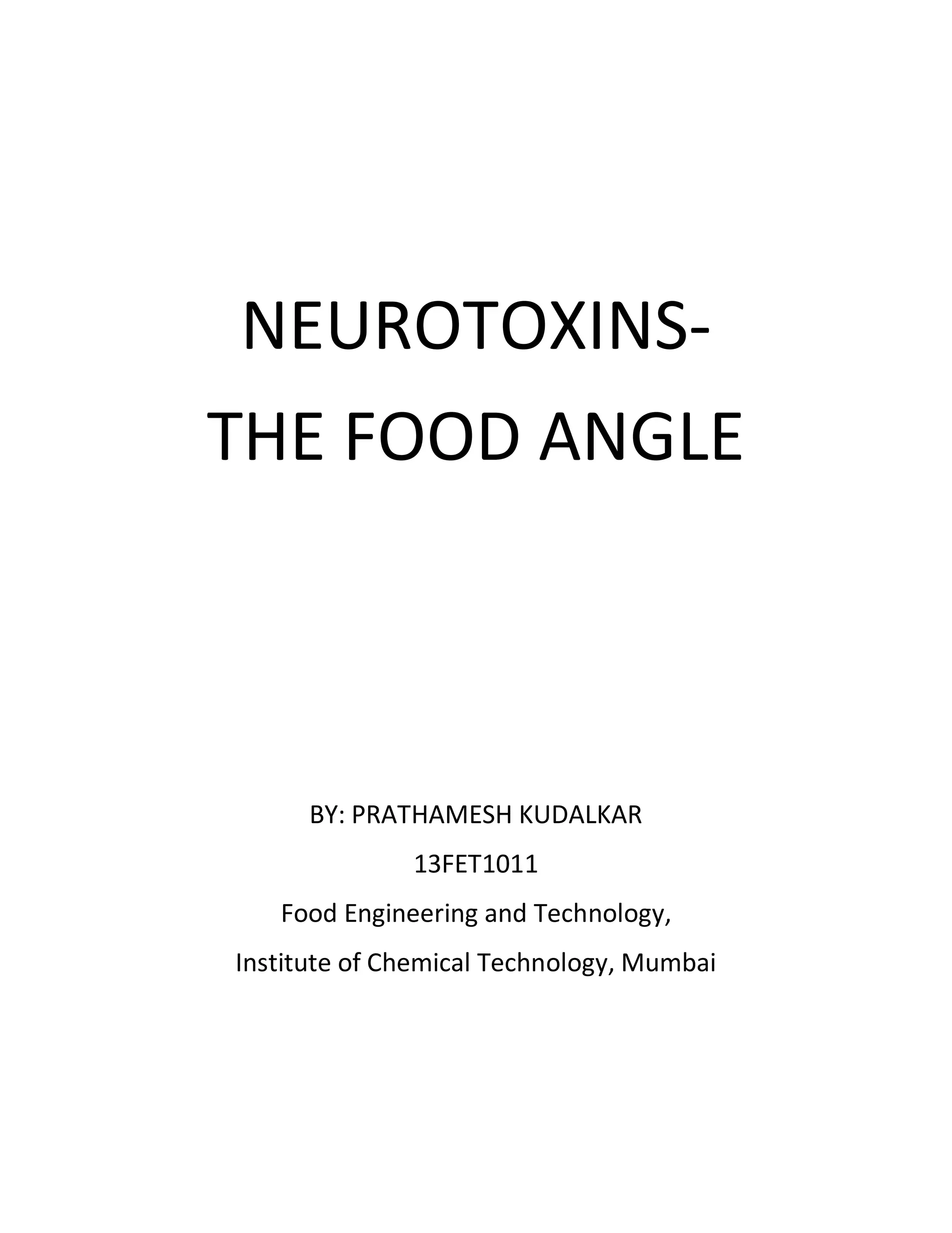 Neurotoxins in Food | PDF