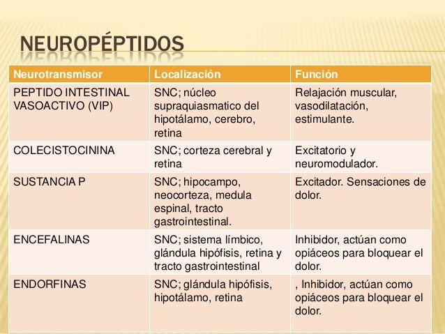 Neurotransmisores y neuropéptidos