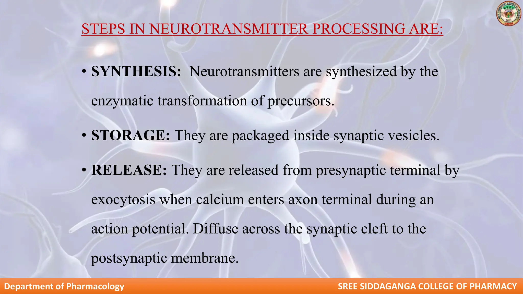 NEUROTRANSMISSION introduction , steps involved | PPTX