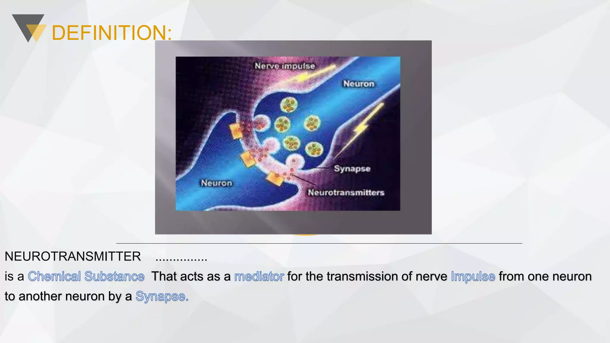Physiology Neurotransmitter (nervous system) ppt | PPT