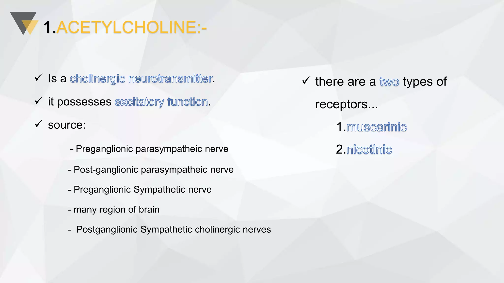 Physiology Neurotransmitter (nervous system) ppt | PPT