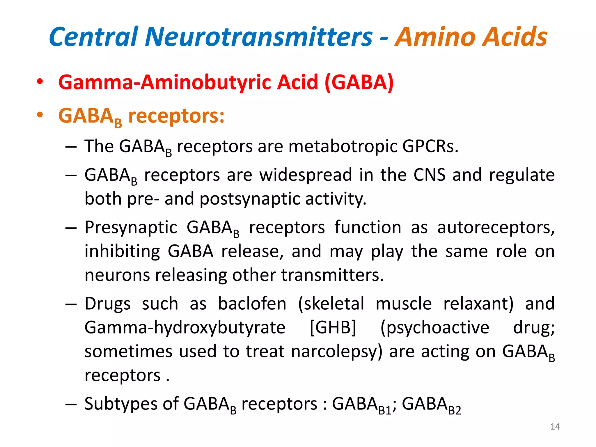 Neurotransmitters in CNS | PPTX