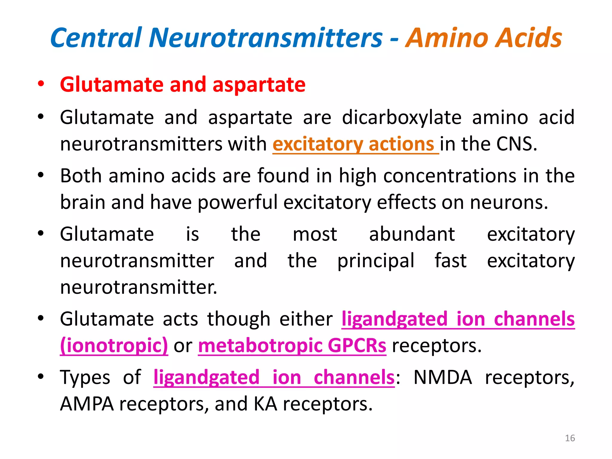 Neurotransmitters in CNS | PPTX