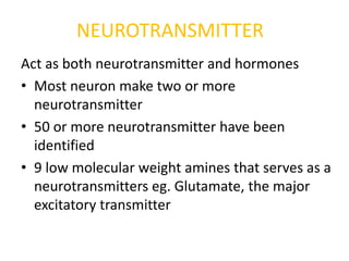 Neurotransmittter and role of dopamine in psychiatry | PPTX