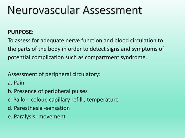Neurovascular assessment | PPTX | First Aid | Injuries