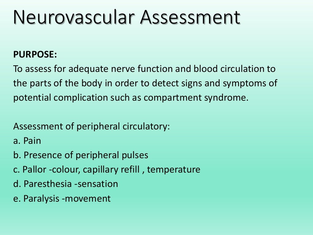 Neurovascular assessment