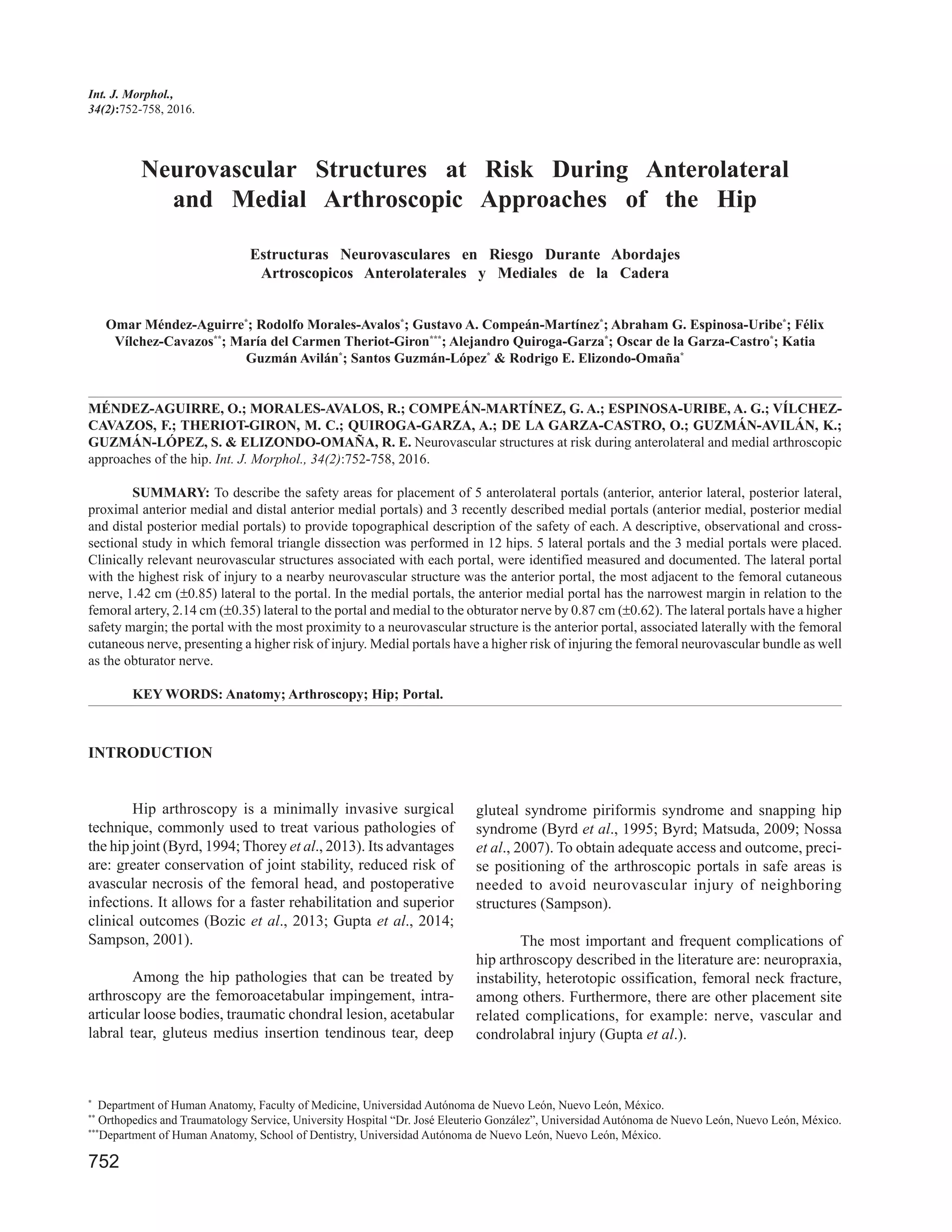Neurovascular structures at risk during anterolateral and medial ...