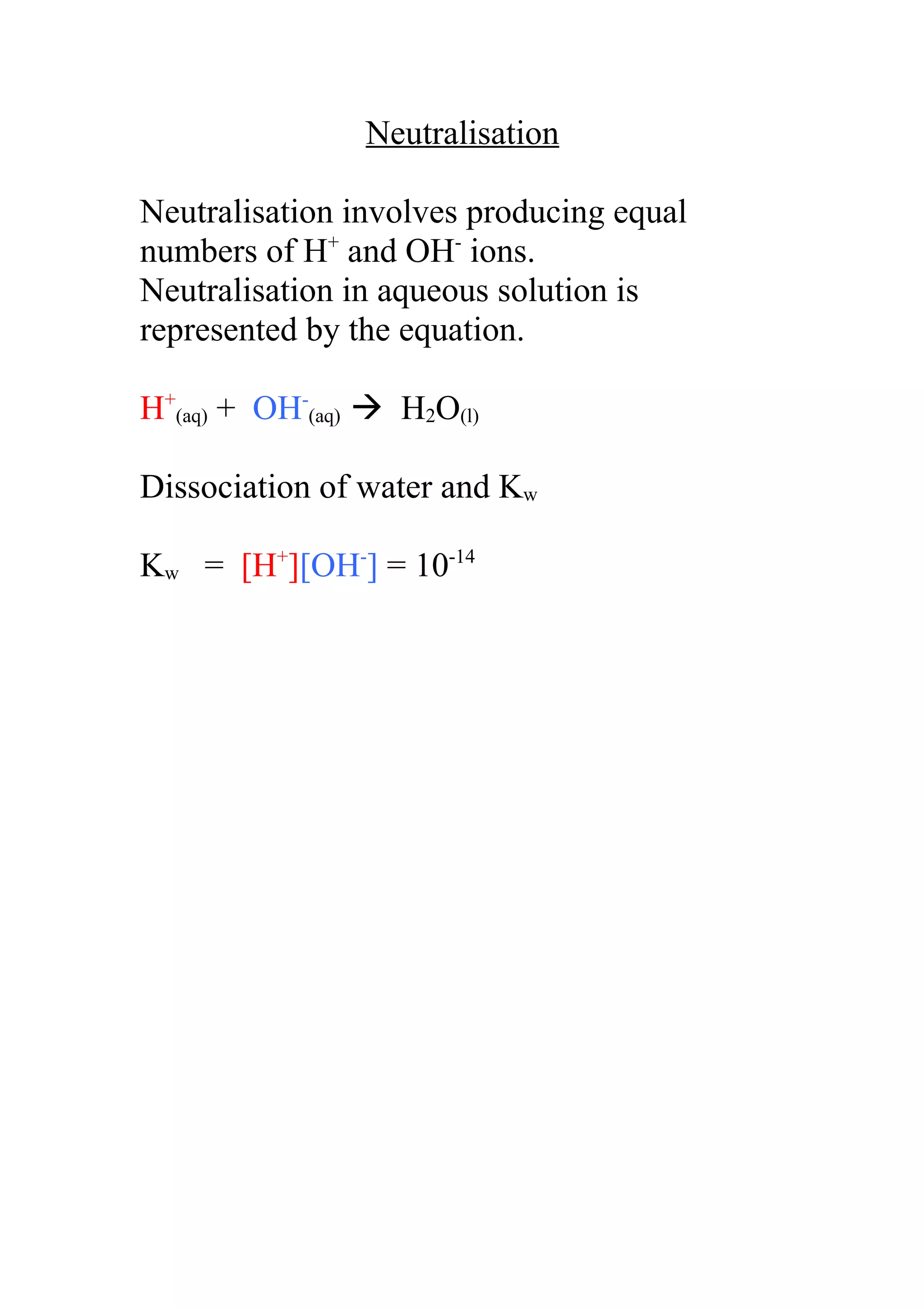 Neutralisation and kw | PDF