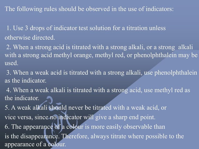 Neutralization curves in acid base analytical titrations, indicators ...