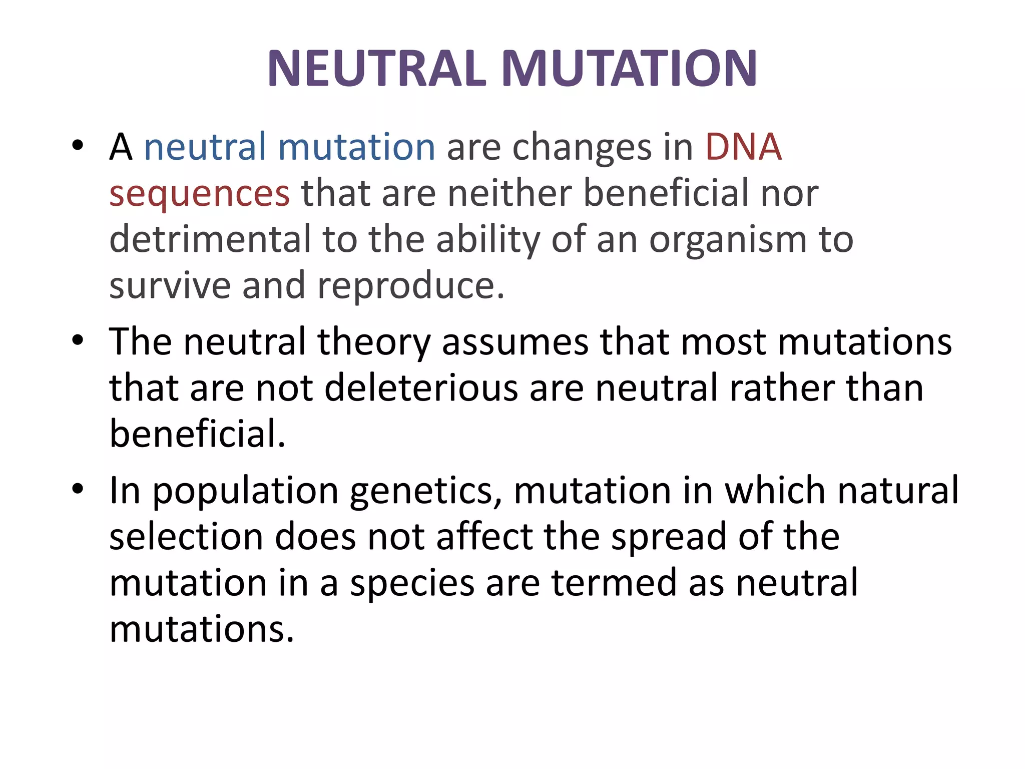 Neutral theory of evolution | PPTX