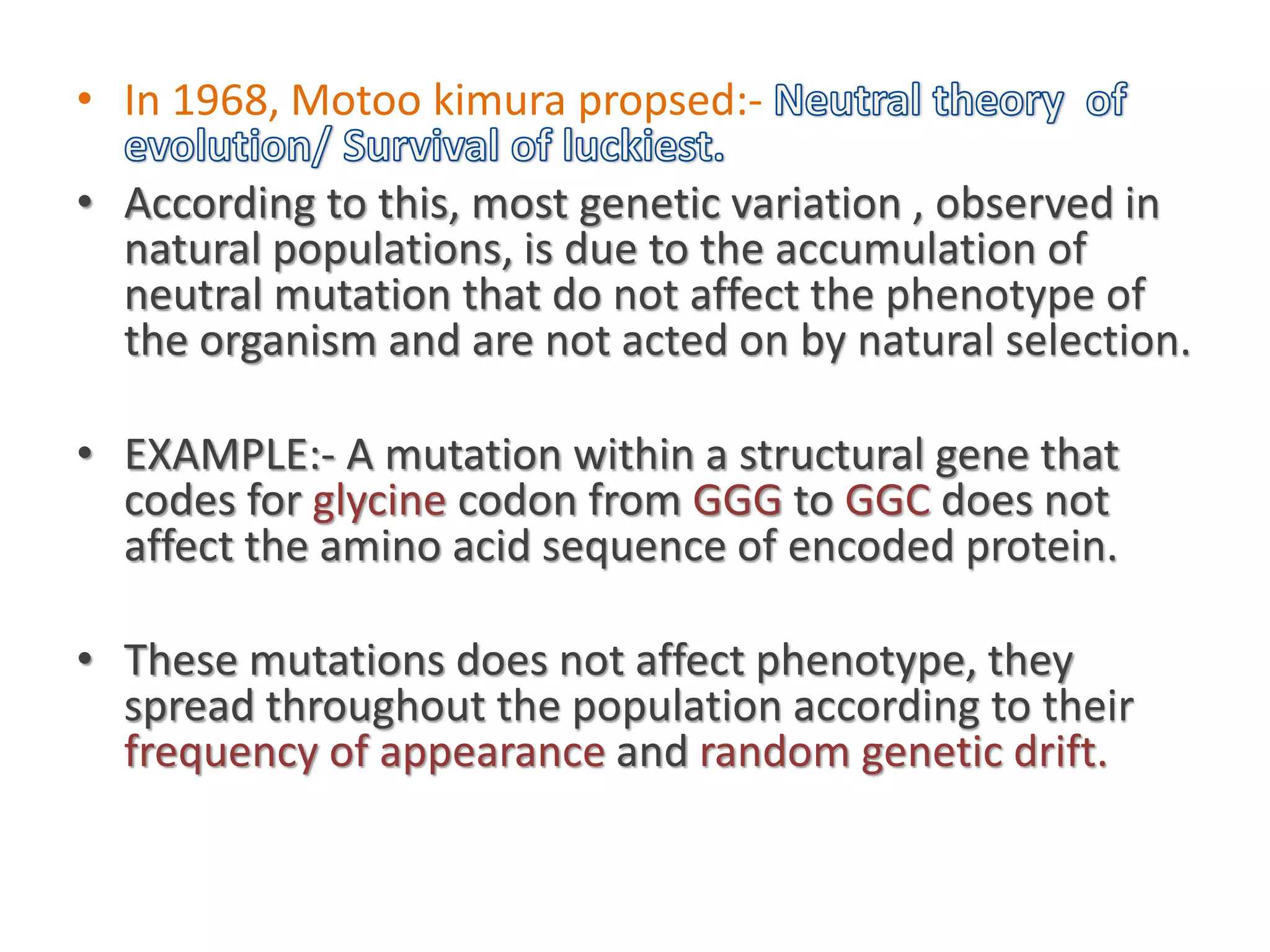 Neutral theory of evolution | PPTX