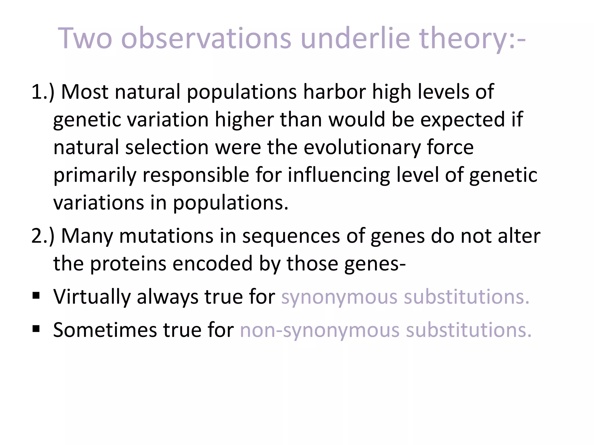 Neutral theory of evolution | PPTX