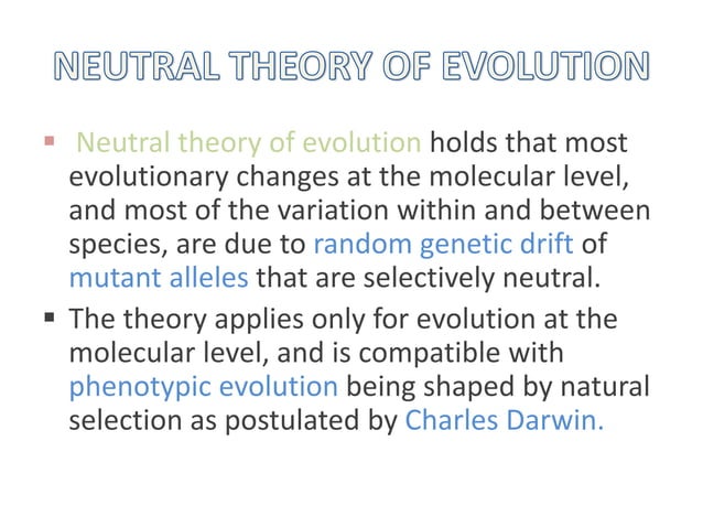 Neutral theory of evolution | PPT