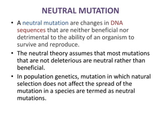 Neutral theory of evolution | PPTX
