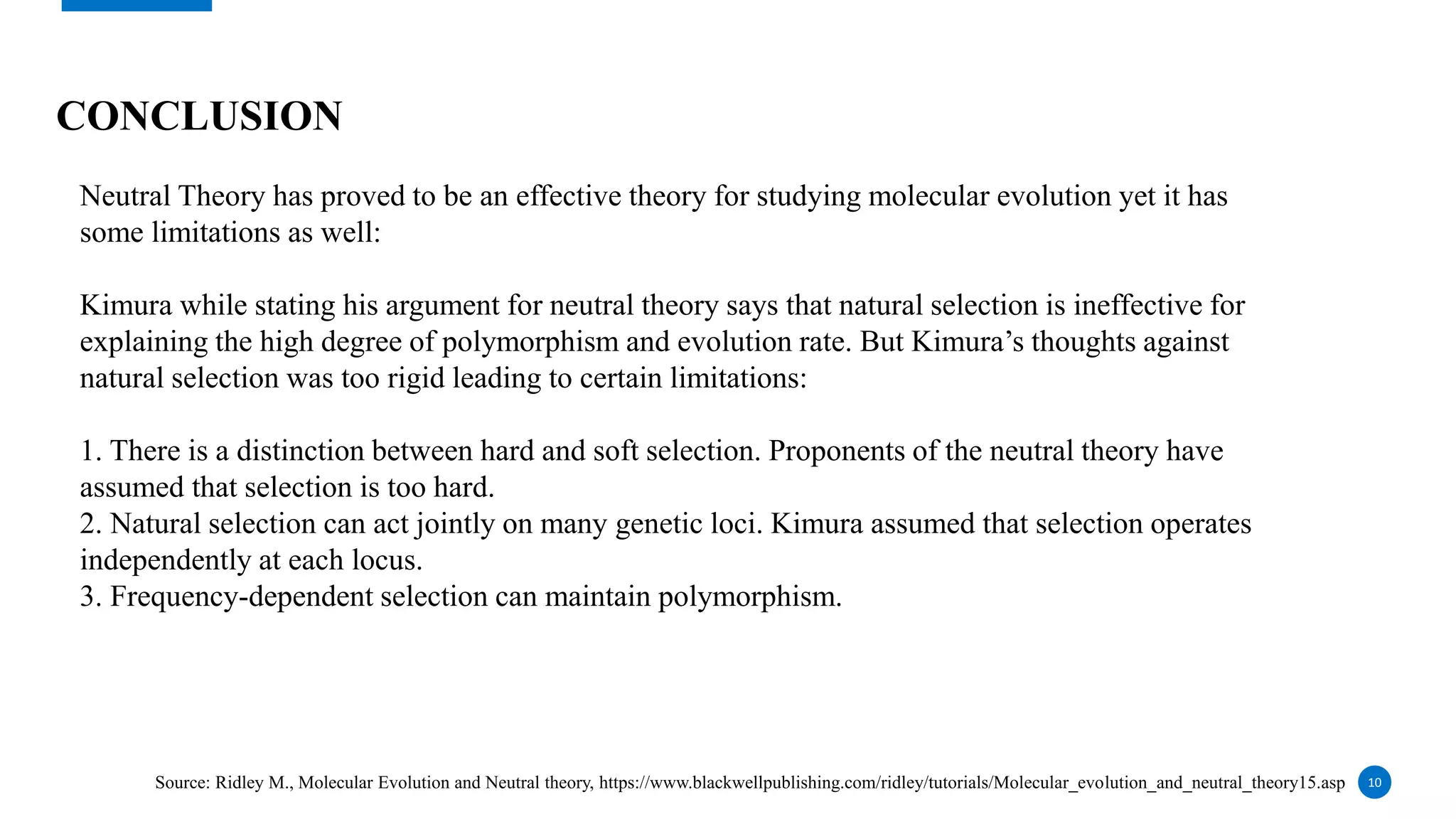 Neutral theory of molecular evolution | PPTX