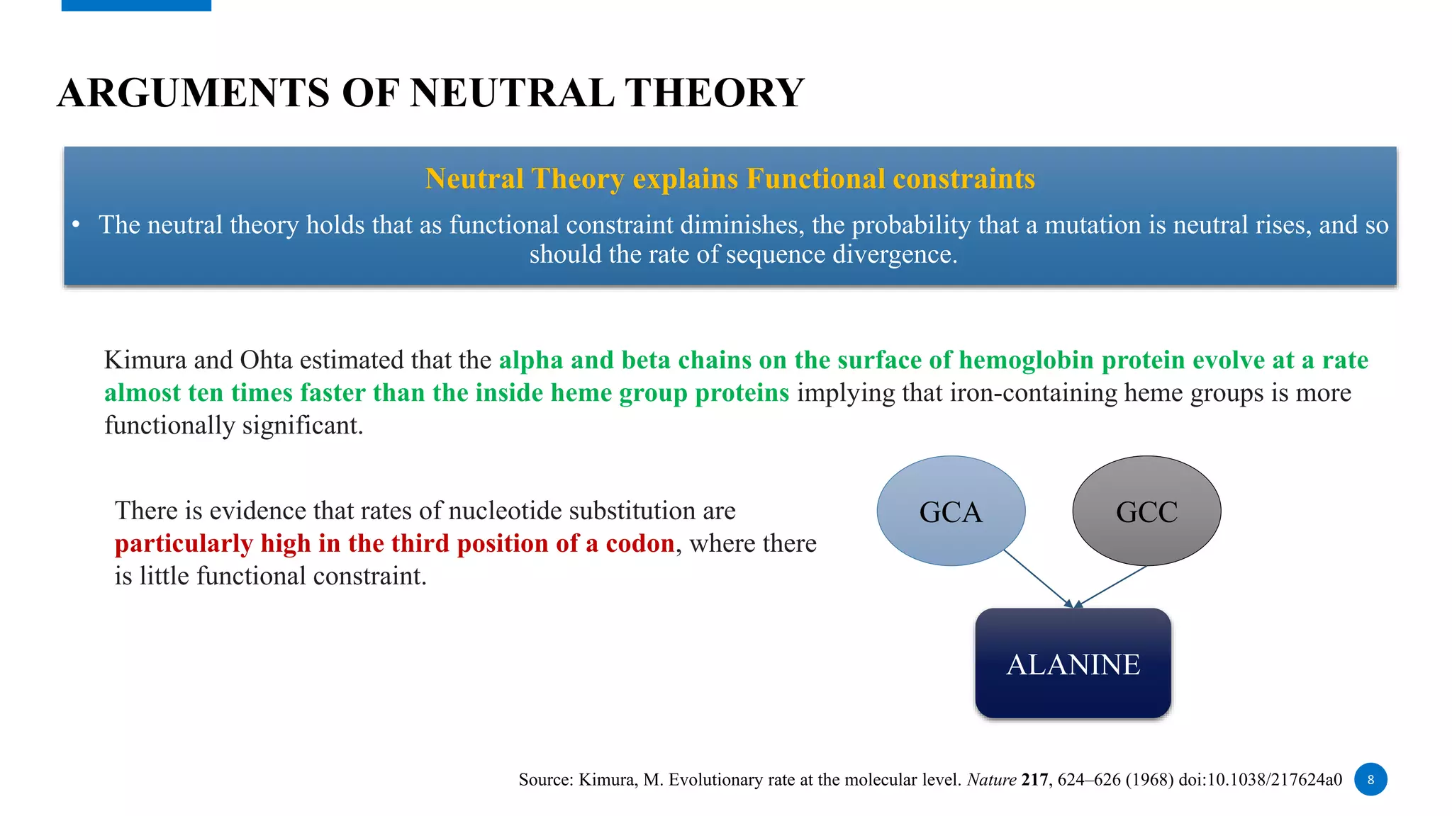 Neutral theory of molecular evolution | PPTX