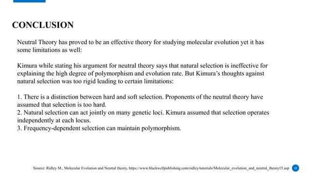 Neutral theory of molecular evolution | PPTX