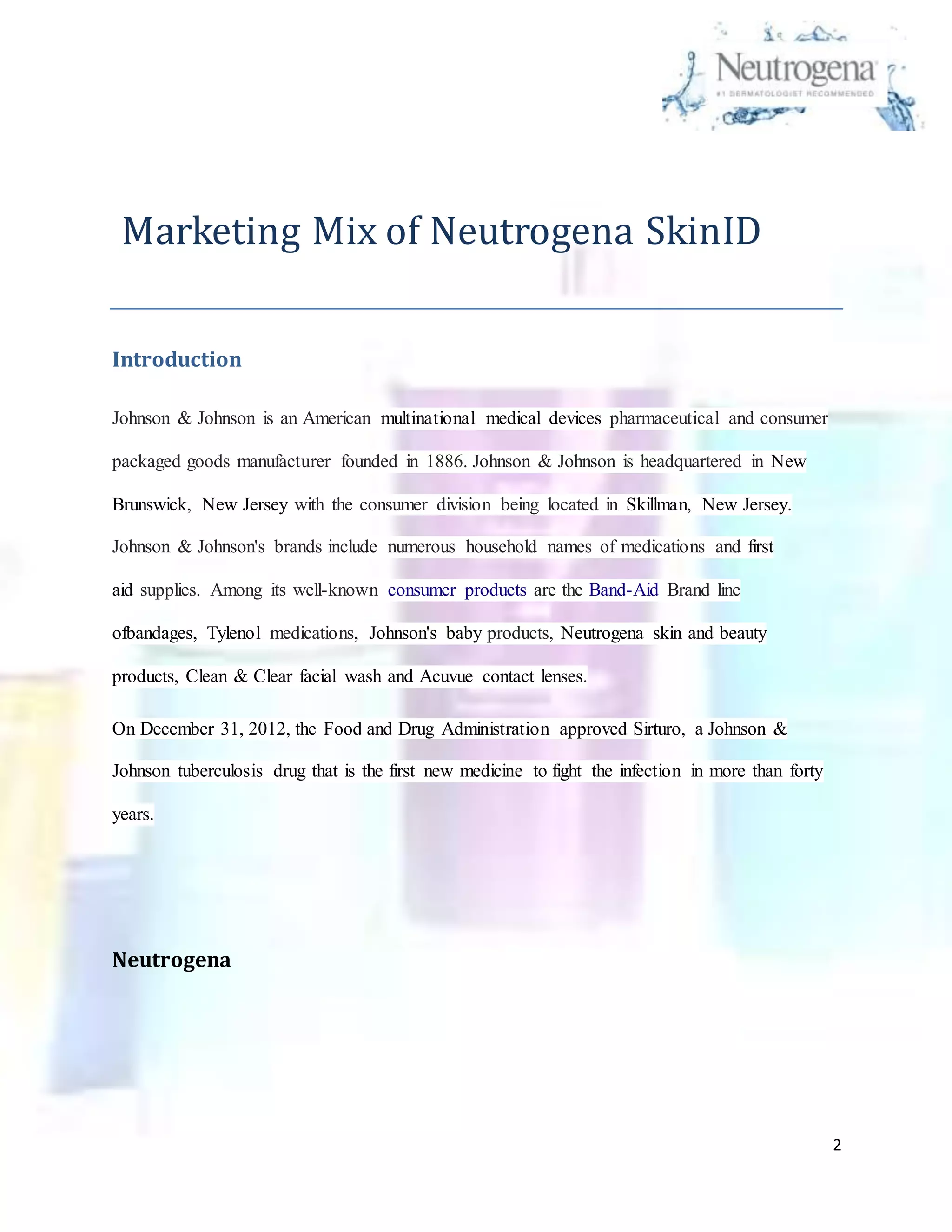 Neutrogena marketing mix | DOCX