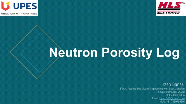 Neutron porosity log | PPTX | Physics | Science