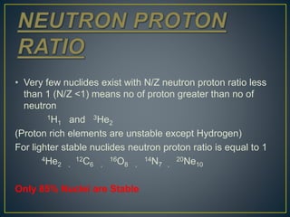 Neutron proton ratio and stability of band graph ppt | PPTX