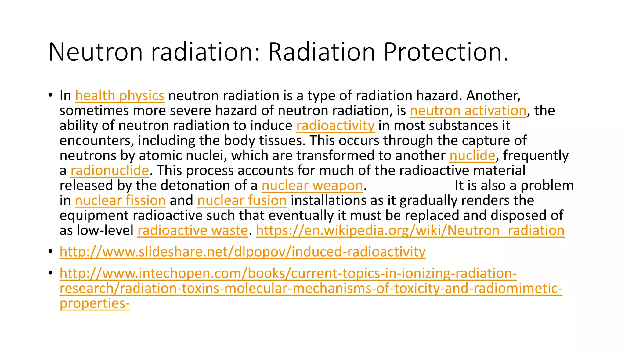 Neutron radiation: Radiation Protection | PPTX